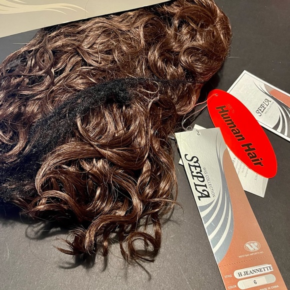 Sepia | Hair | Nwt Sepia 0 Human Hair Wig Dark Brown Curly | Poshmark